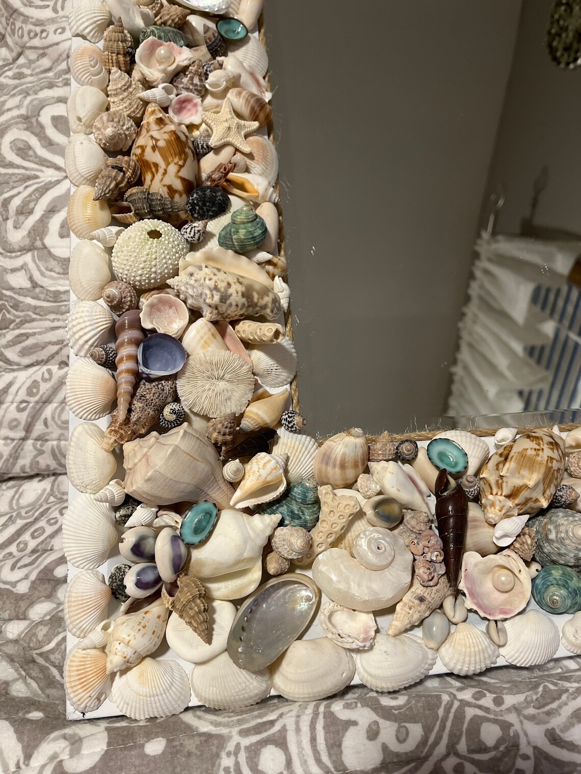 Large Square Seashell Embellished Beveled Mirror Nautical Theme - Etsy