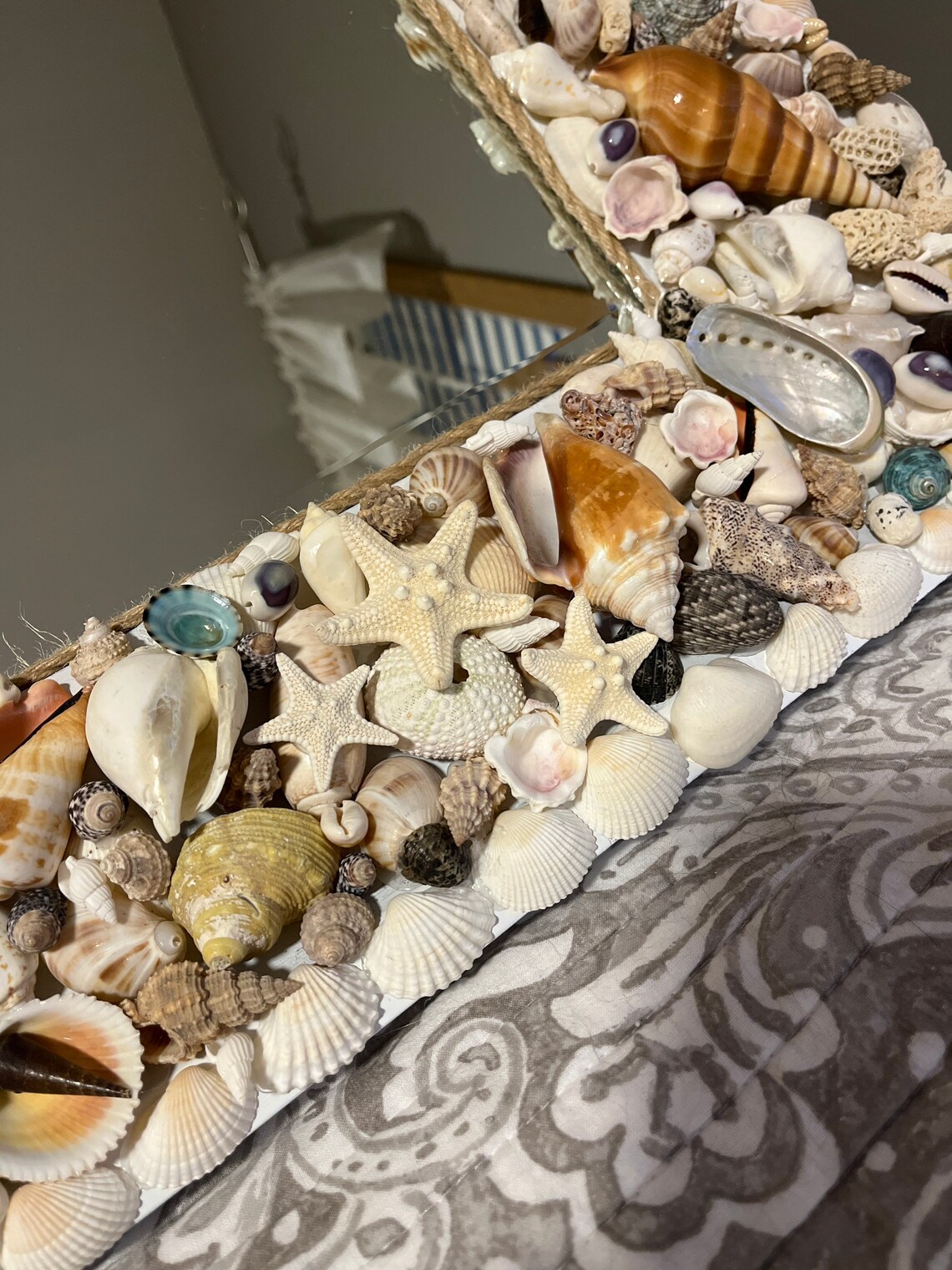 Large Square Seashell Embellished Beveled Mirror Nautical Theme - Etsy