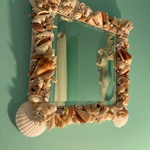 Medium Square Seashell Mirror Nautical Decor - Etsy