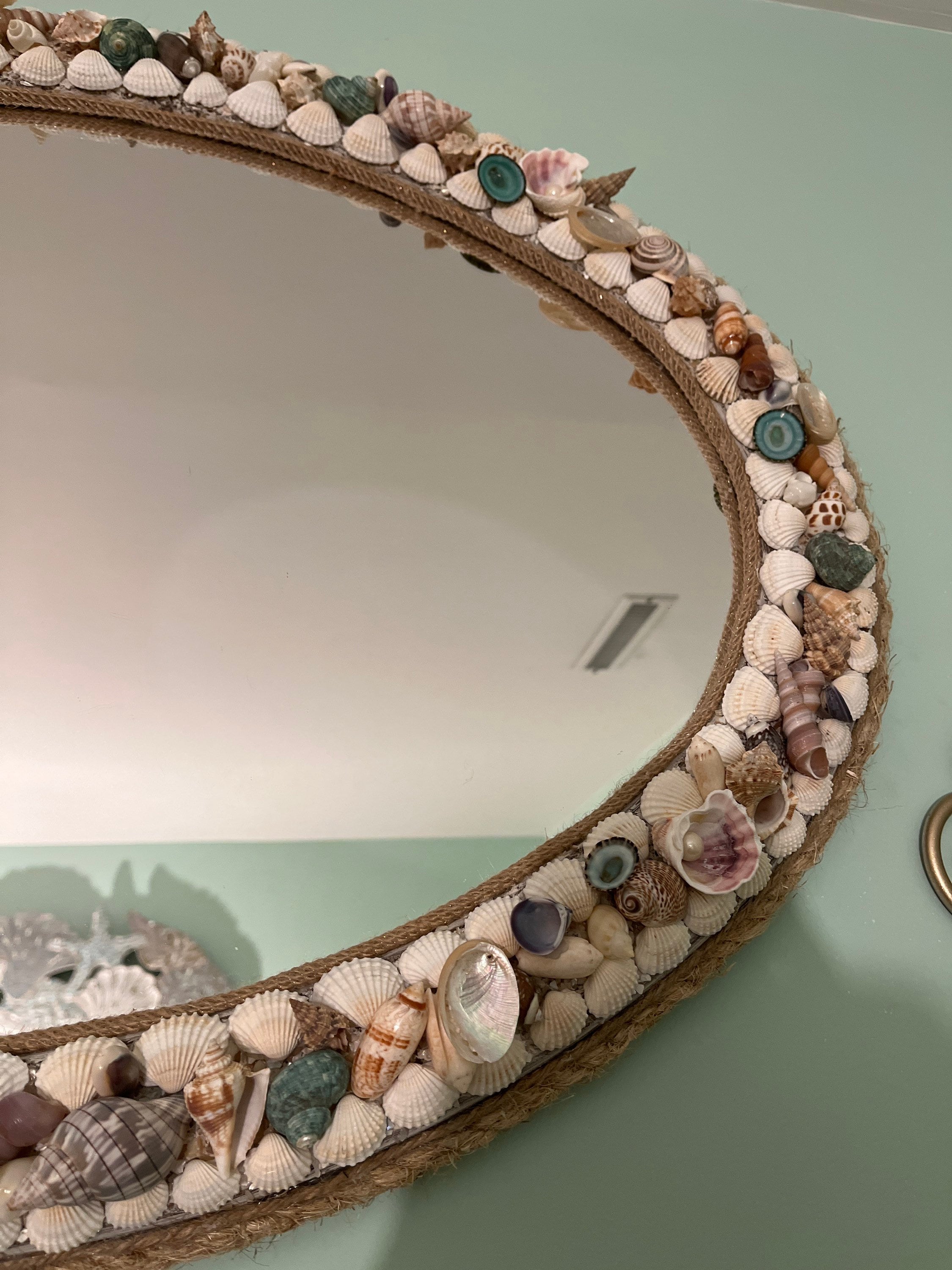 Large Oval Seashell and Rope Mirror, Nautical Decor - Etsy