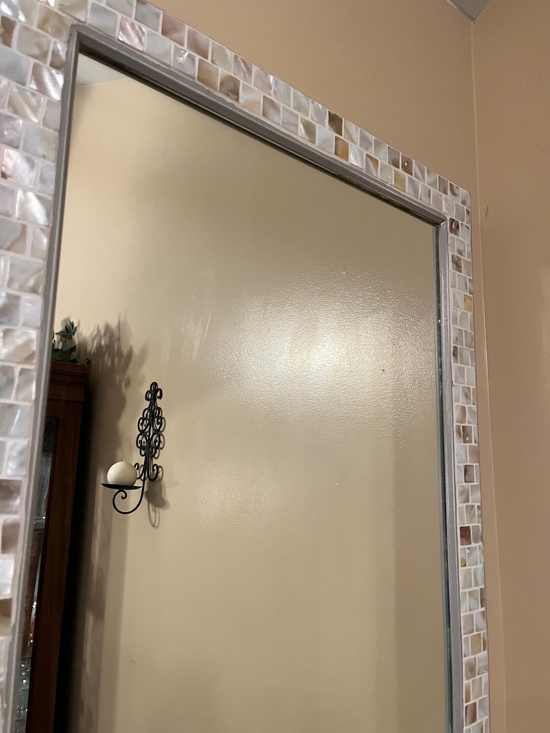 Mother of Pearl Mirror Grey Frame - Etsy