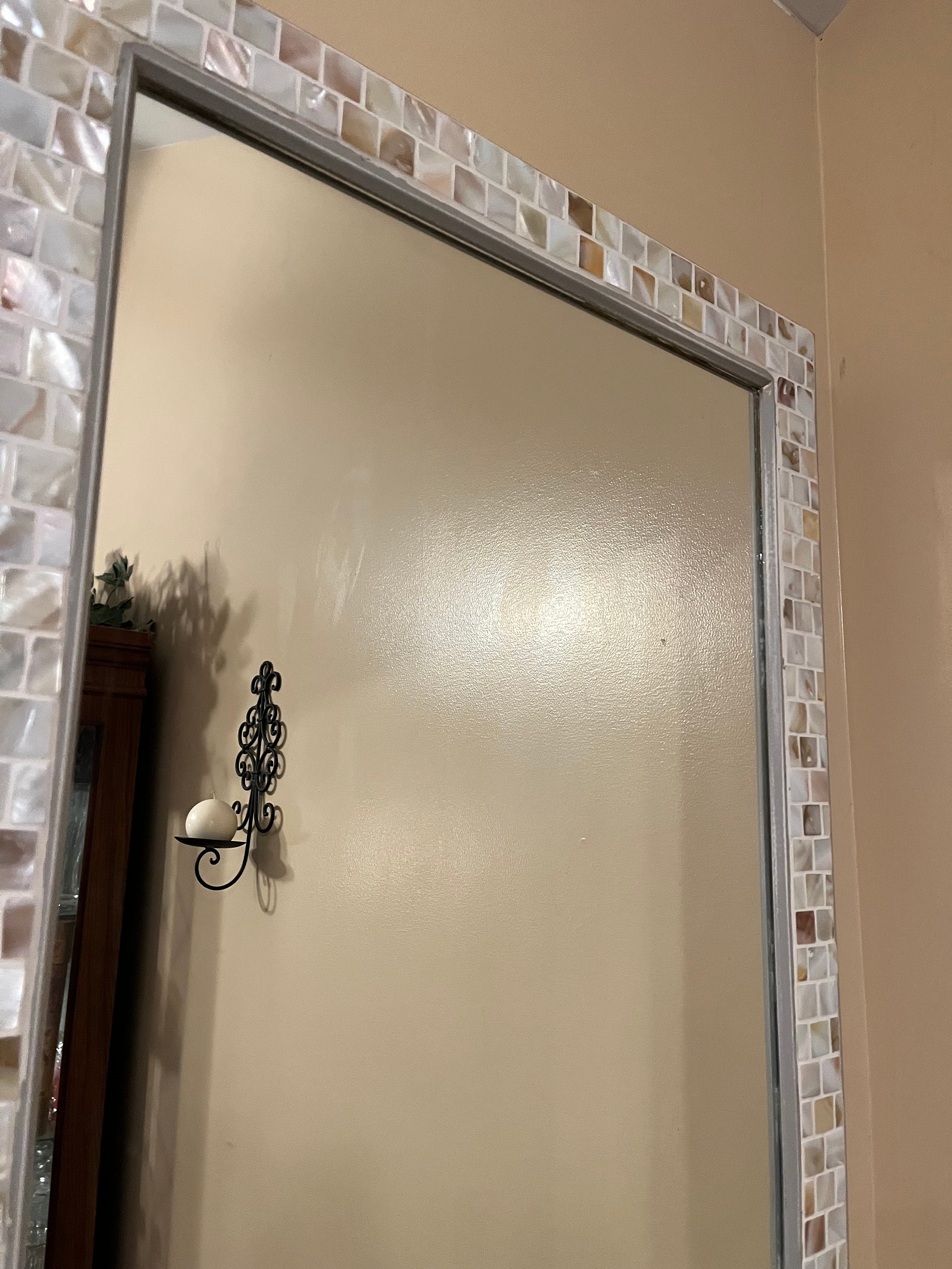 Mother of Pearl Mirror Grey Frame - Etsy