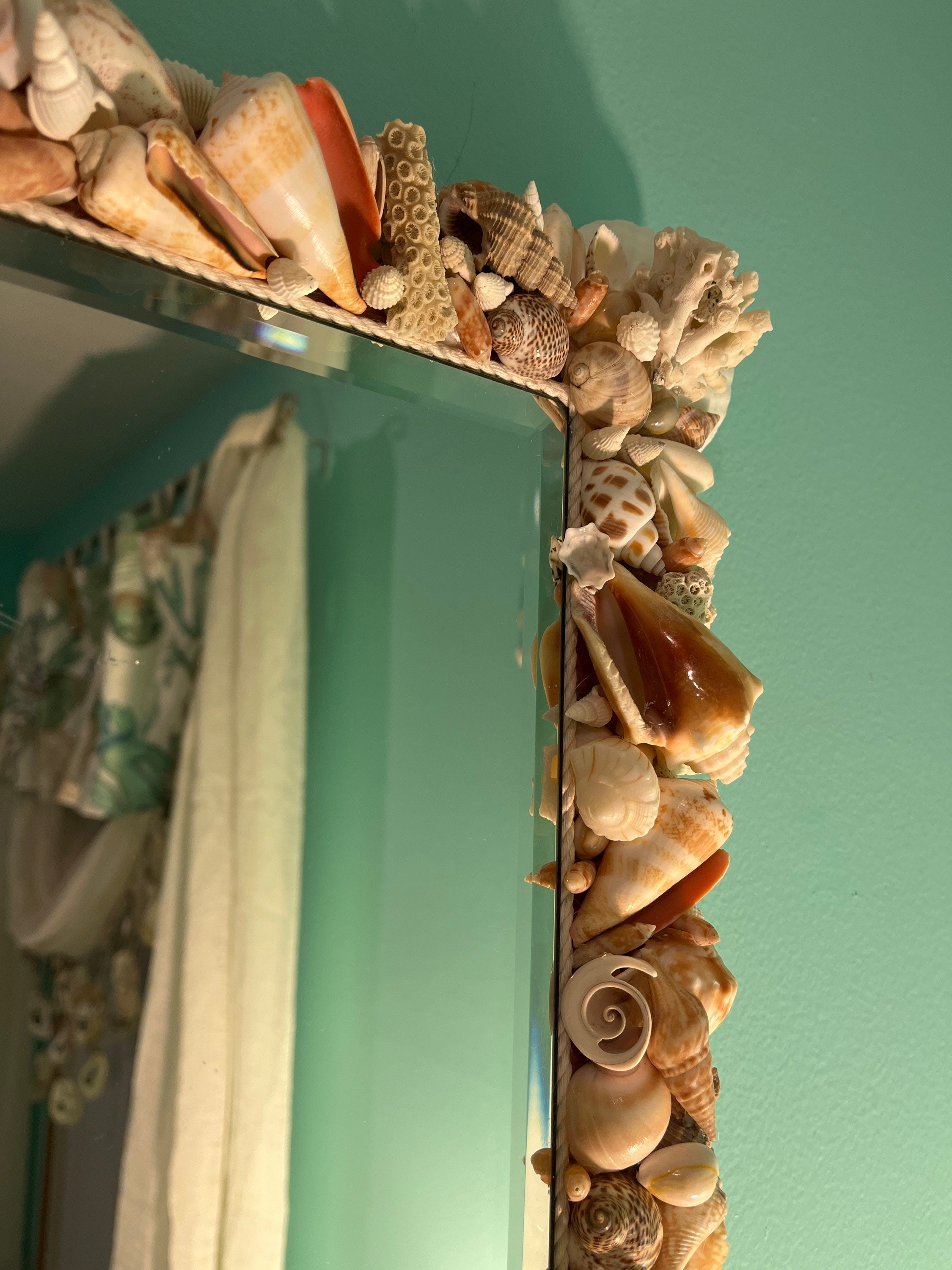 Medium Square Seashell Mirror Nautical Decor - Etsy