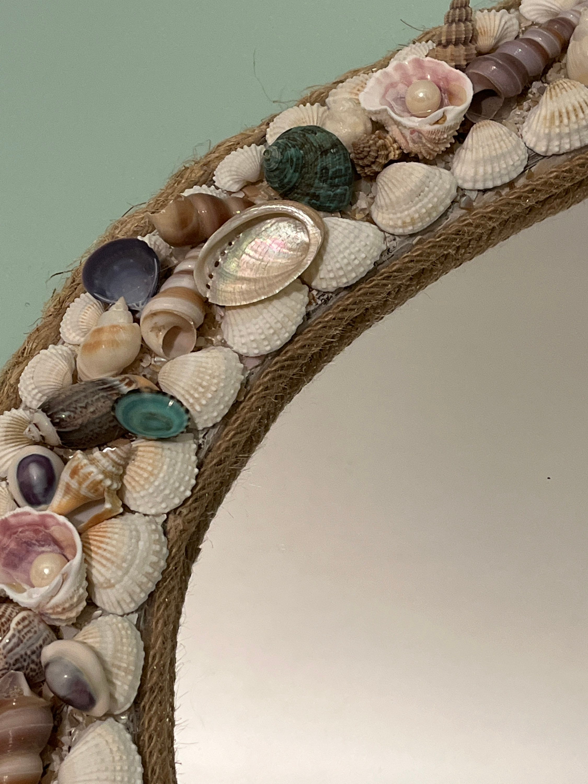 Large Oval Seashell and Rope Mirror, Nautical Decor - Etsy