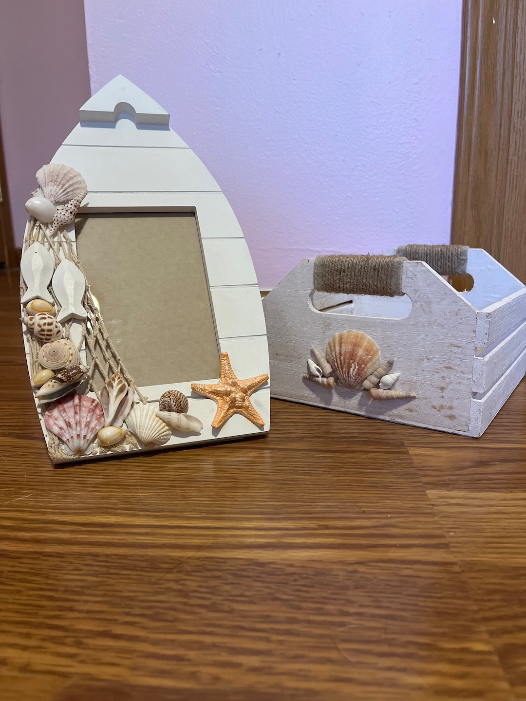 Decorative Set of Frame and Tiny Wooden Crate Nautical Theme - Etsy