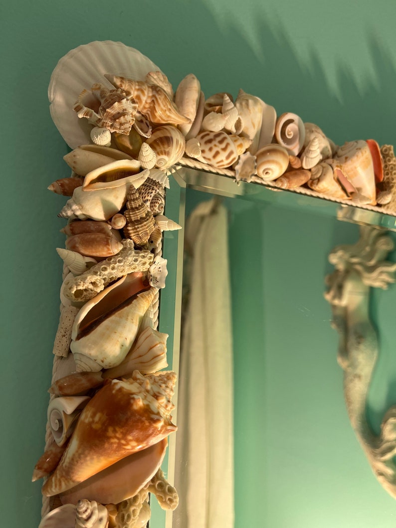 Medium Square Seashell Mirror Nautical Decor - Etsy