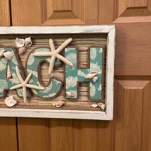 Rope & Shells “BEACH” Sign Nautical Decor - Etsy
