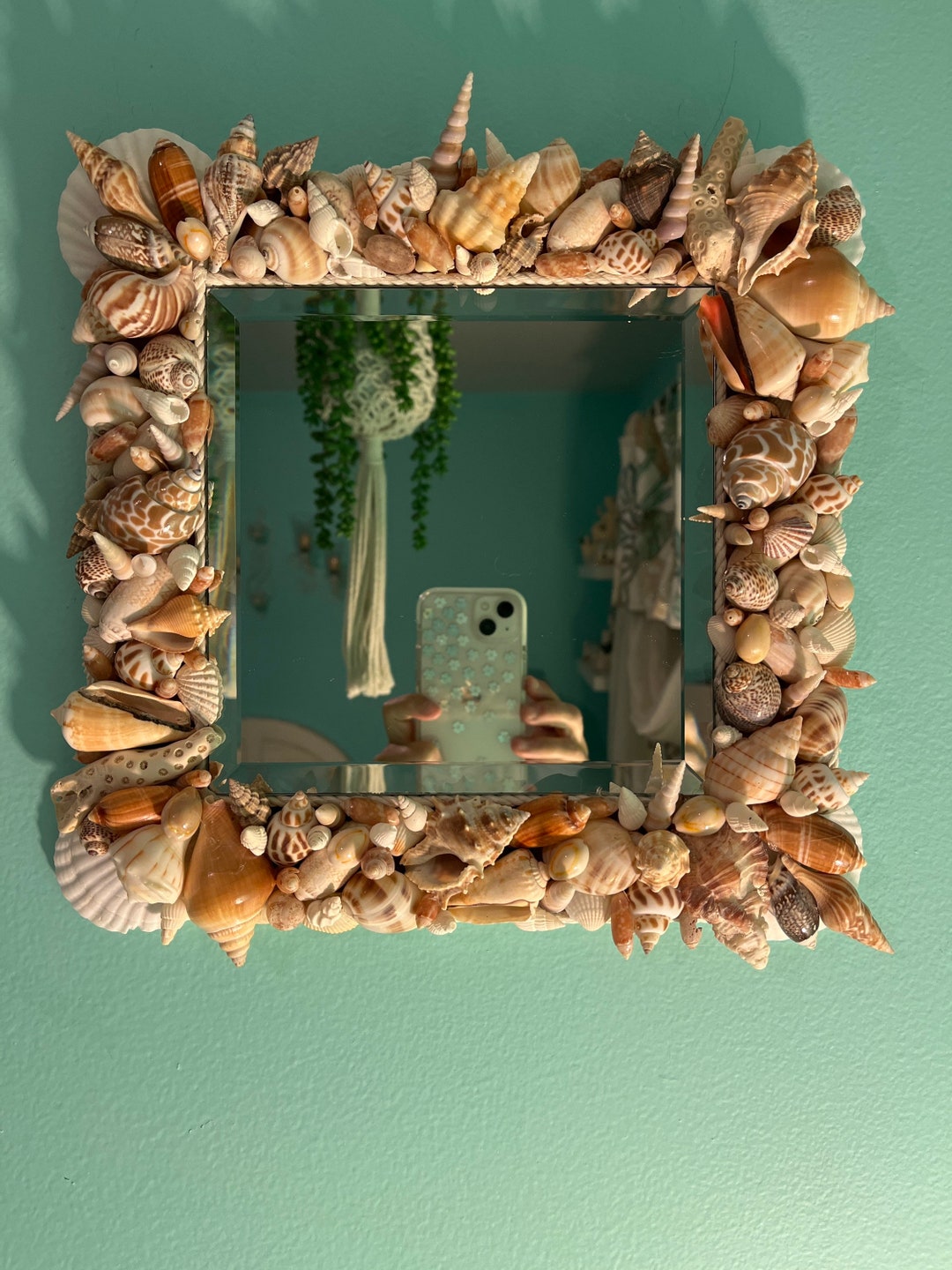 Small Square Seashell Mirror Nautical Decor - Etsy