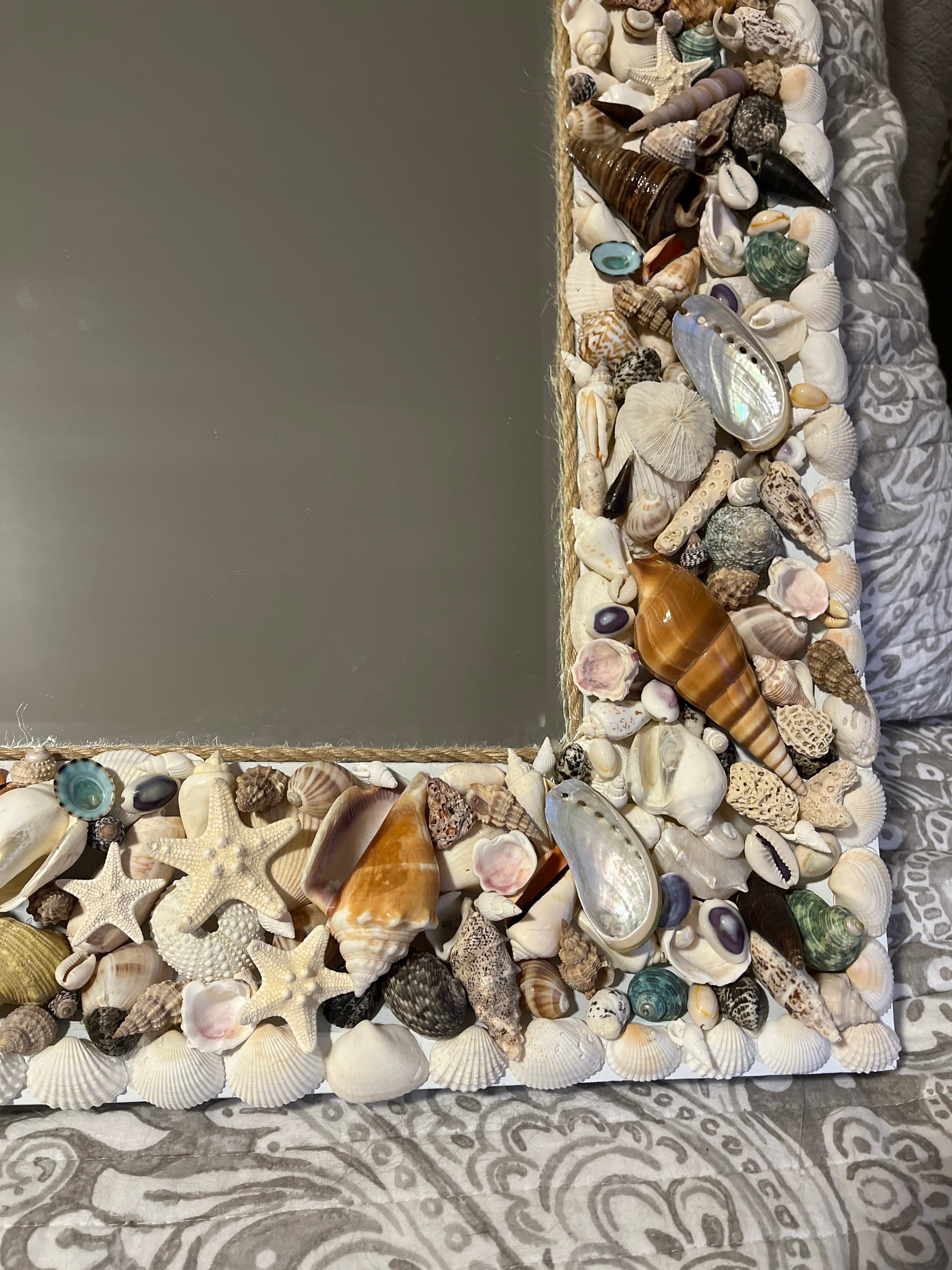 Large Square Seashell Embellished Beveled Mirror Nautical Theme - Etsy