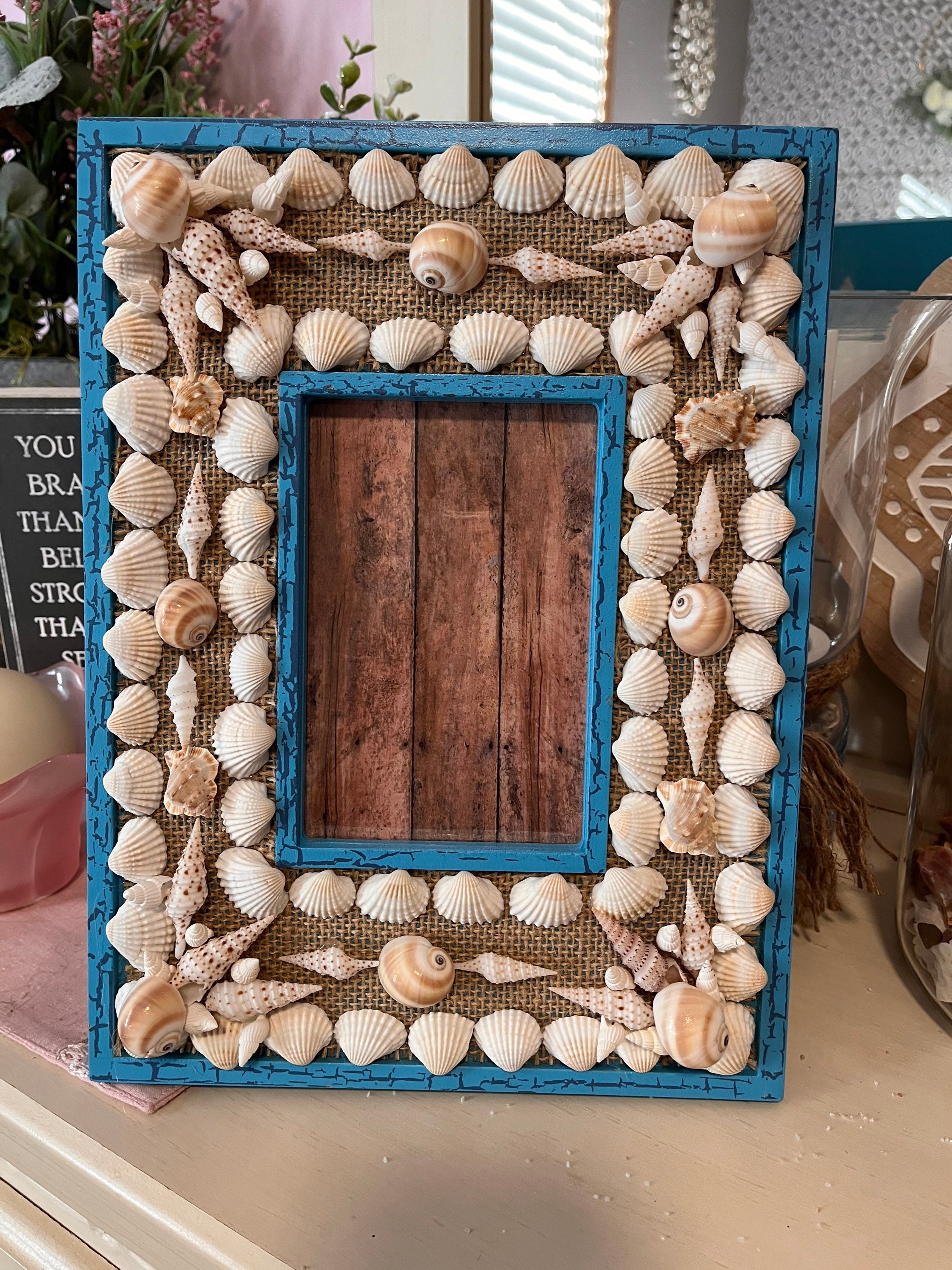 Turquoise Shell Nautical Themed Photo Frame - Etsy