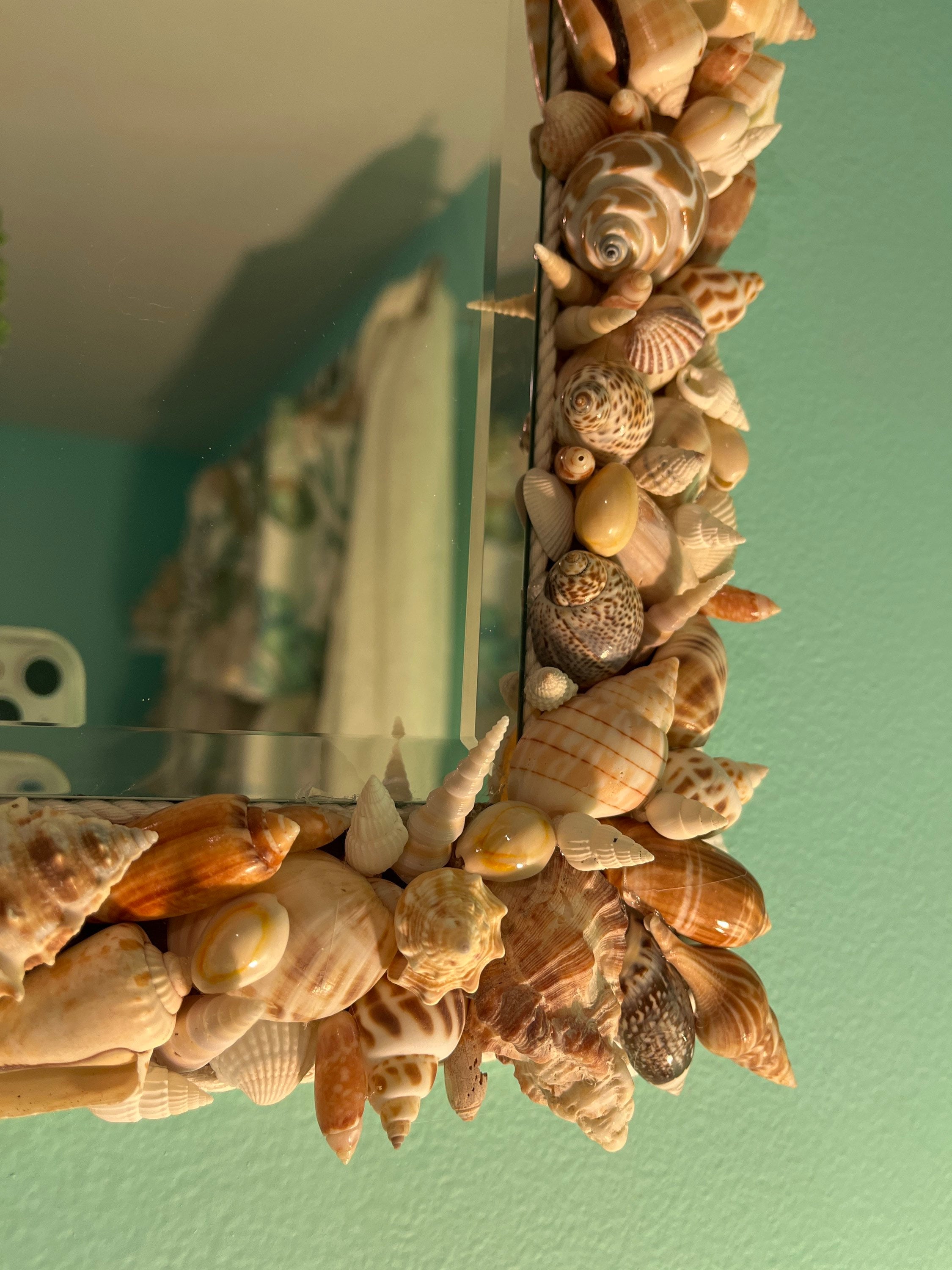 Small Square Seashell Mirror Nautical Decor - Etsy