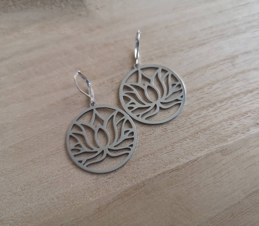 Lotus Flower Earrings Zen Jewelry Yoga Theme Asian Inspiration ...