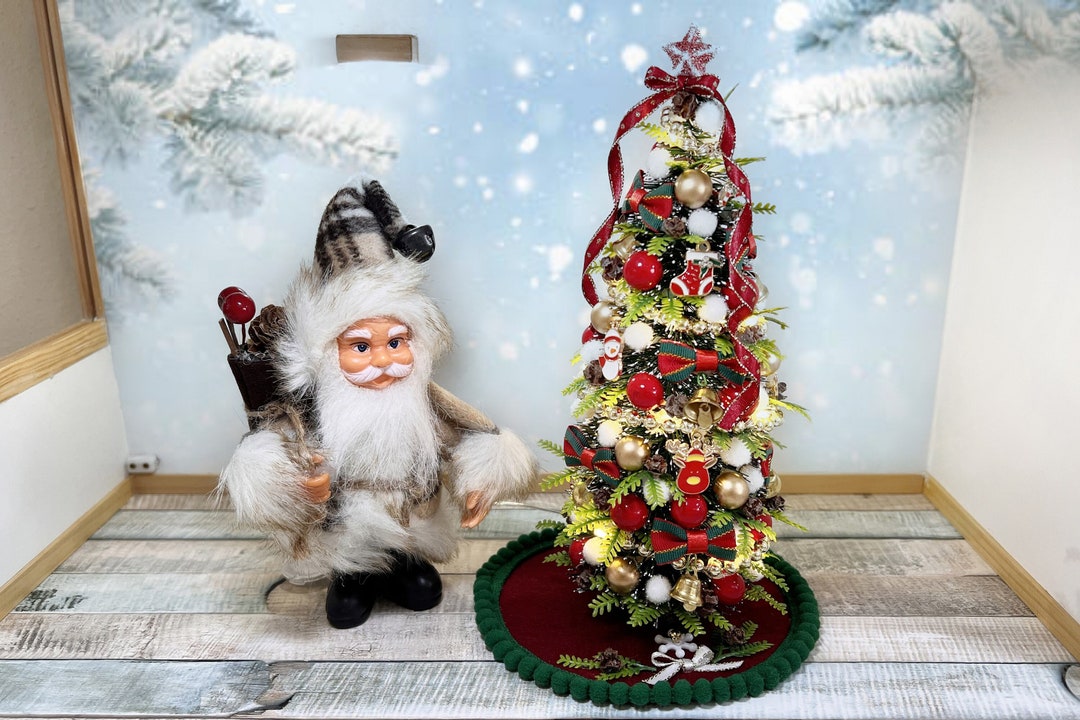 Dollhouse Miniature Decorated Christmas Tree With Lights, Bells ...