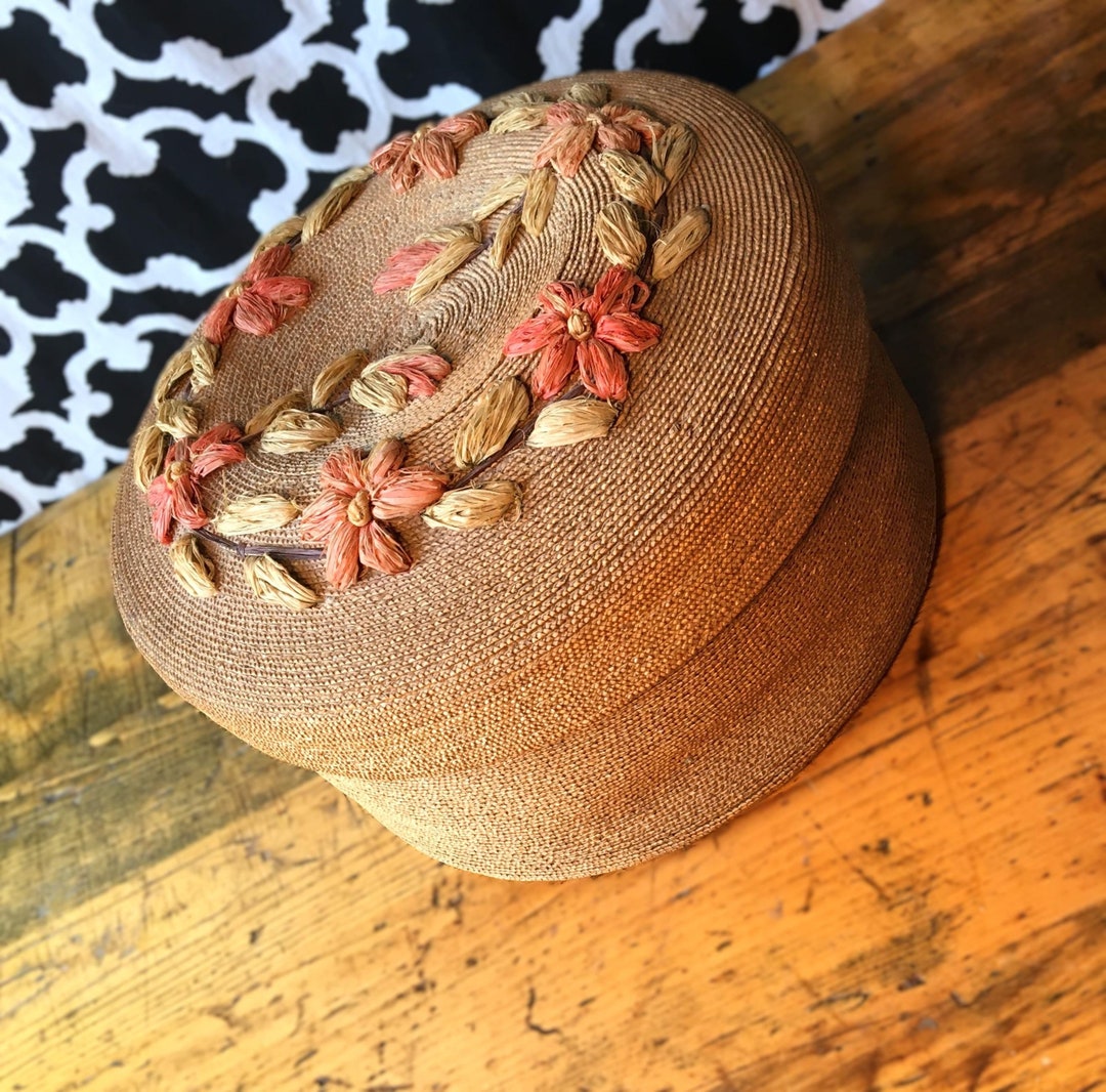 Fine-plait Straw Basket With Raffia Flowers - Etsy