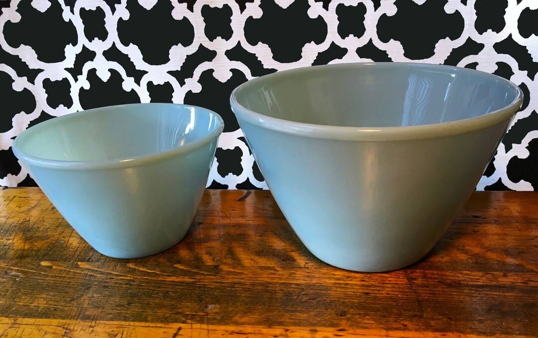 Fire King Turquoise Blue or Azurite Mixing Bowls 6 1/2 Inch & 8 1/2 ...