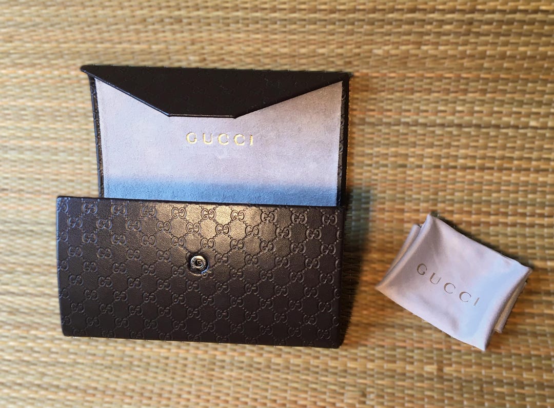 Gucci Folding Sunglasses / Eyeglasses Case: Monogrammed Dark Brown With ...