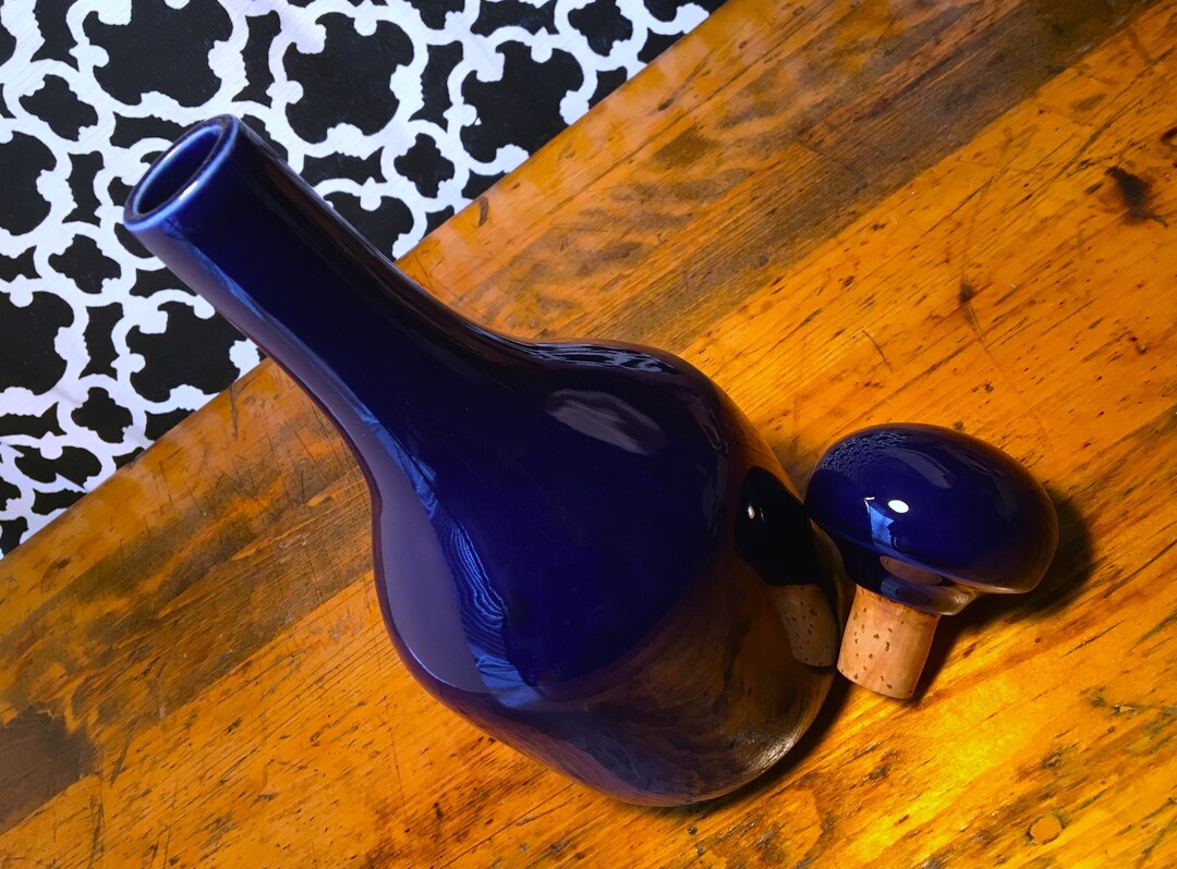 RARE Cobalt Blue Ceramic or Porcelain Decanter Vintage Alfe 1970s - Etsy