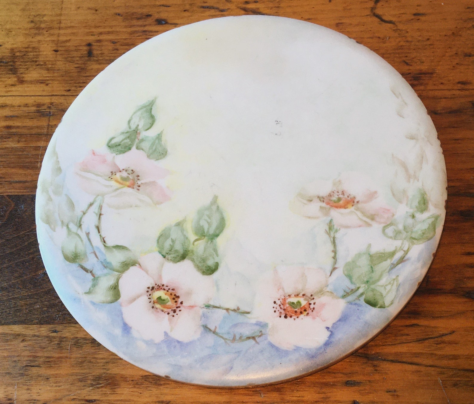 Ceramic Tile Trivets: Wheeling 1950s Hand-painted Flower Tiles Signed ...