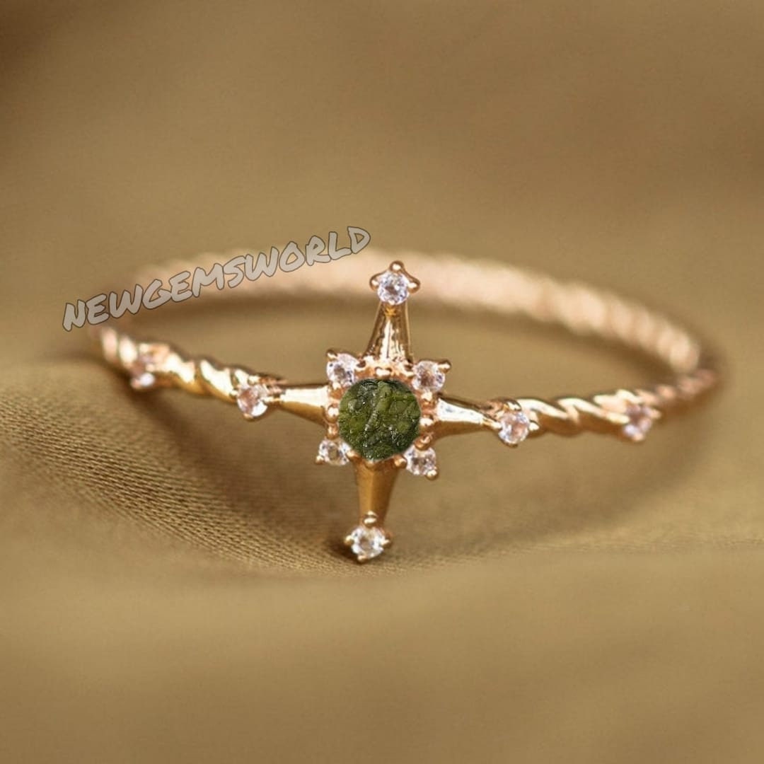 Moldavite Ring, Natural Moldavite Ring, Sterling Silver, Raw Moldavite ...