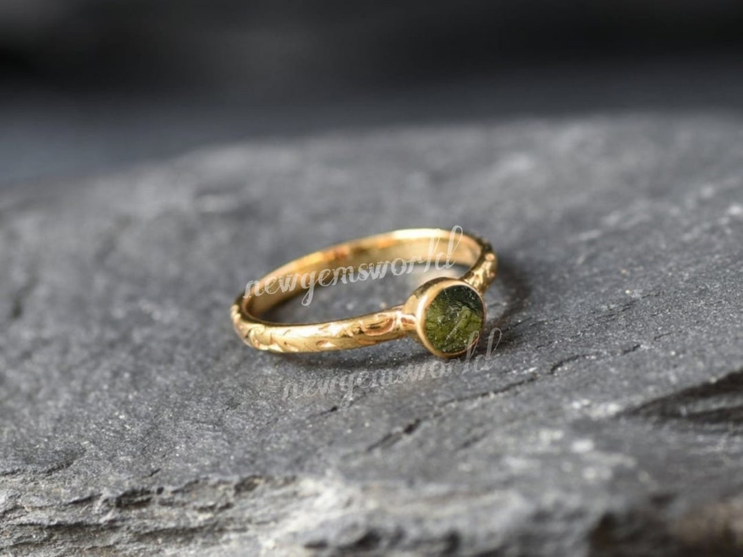 Moldavite Ring, Natural Moldavite Ring, Sterling Silver, Raw Moldavite ...