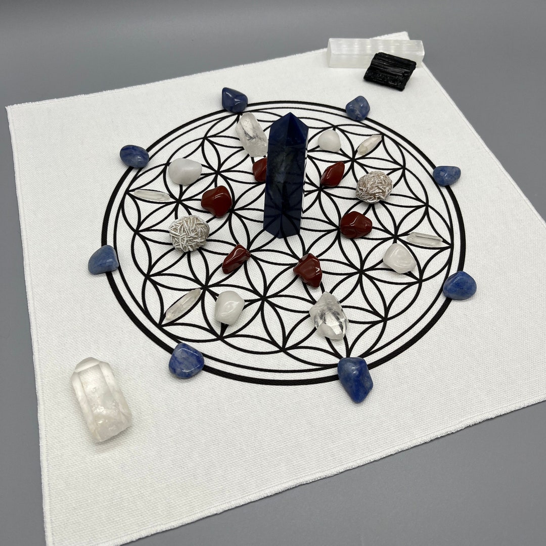 Peace & Harmony Crystal Grid Kit With Blue Aventurine Tower | Complete ...