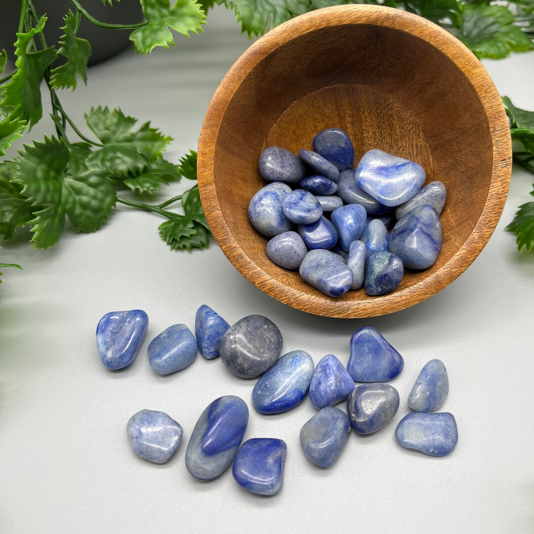 SET OF 6 OR 12 Blue Quartz Tumbled Stones Crystal Grid Stones Crystal ...