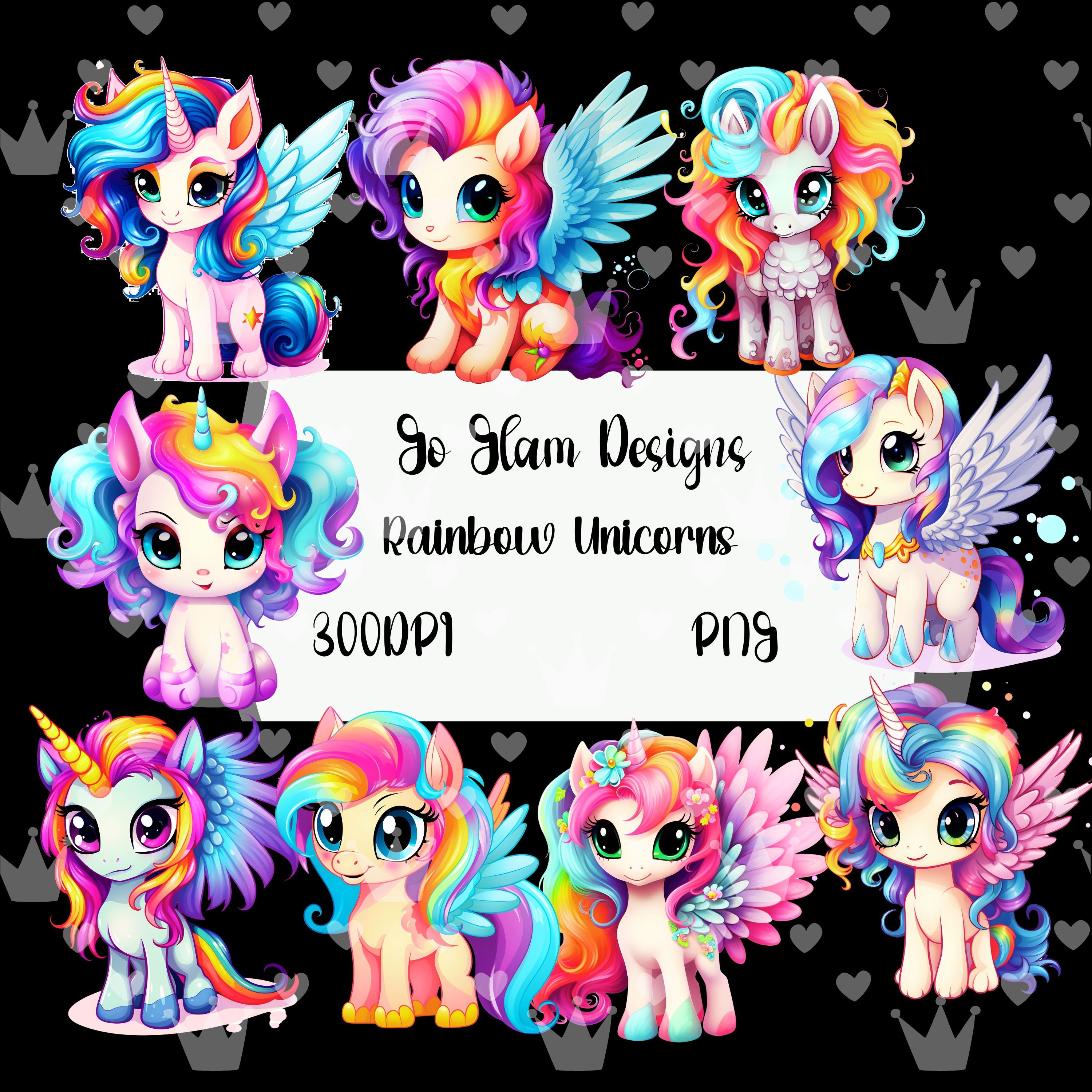 Rainbow Unicorn Clip Art, Transparent Png, Rainbow Unicorn Clip Art, - Etsy