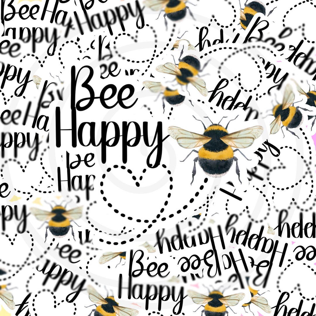 Bee Happy Sticker Download, PNG, Floral Small Business, Thank You Shop ...
