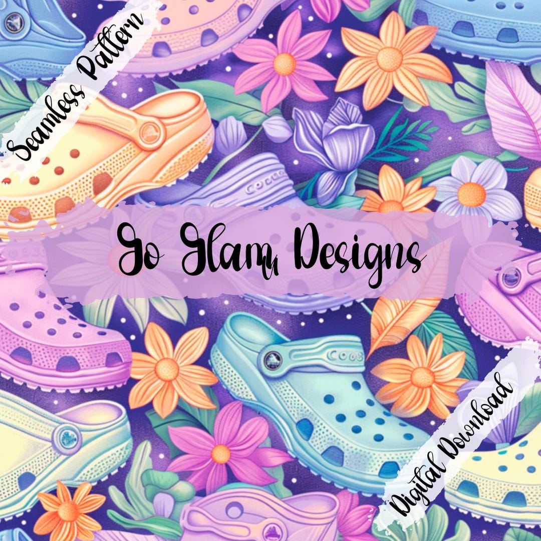 Whimsical Garden Clogs Seamless Pattern, Repeat Pattern, Digital ...