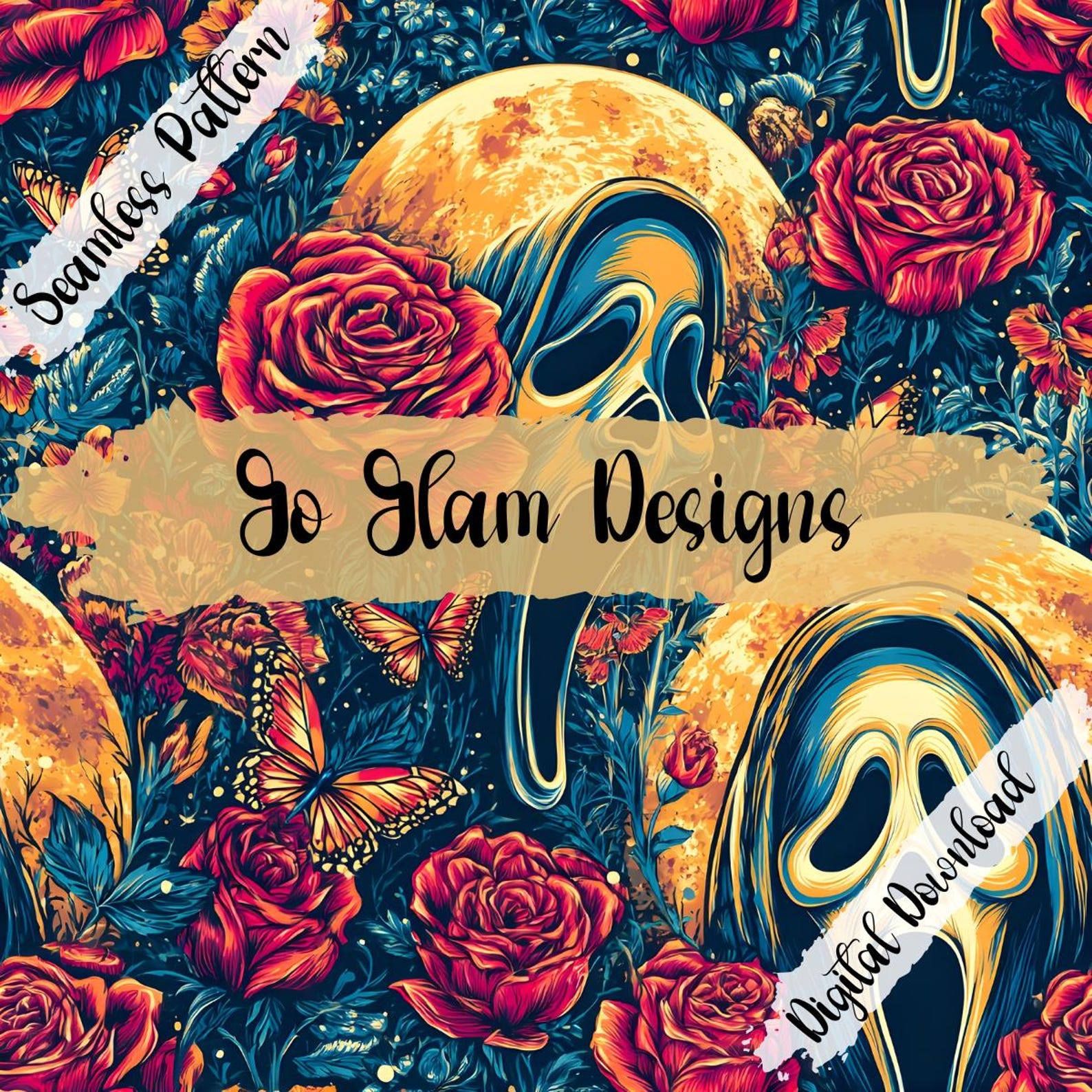The Killer Vintage Tattoo Seamless Pattern, Repeat Pattern, Digital ...