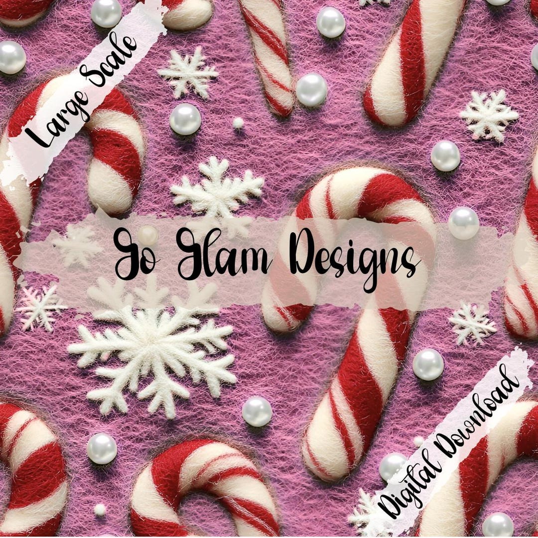 Pink Felt Candy Canes Seamless Pattern, Repeat Pattern, Digital ...