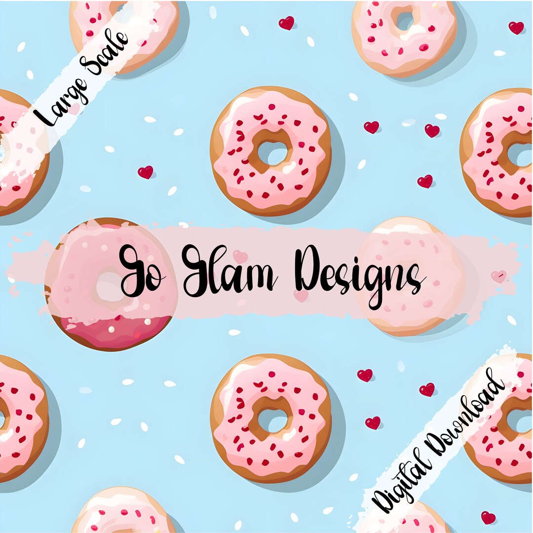 Valentines Day Donuts , Repeat Pattern, Digital Download, Valentines ...