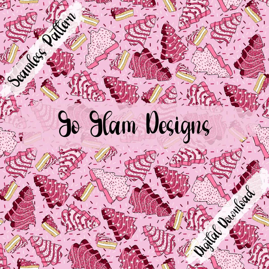 Pink Christmas Tree Cakes Sprinkles Seamless Pattern (digital Download ...