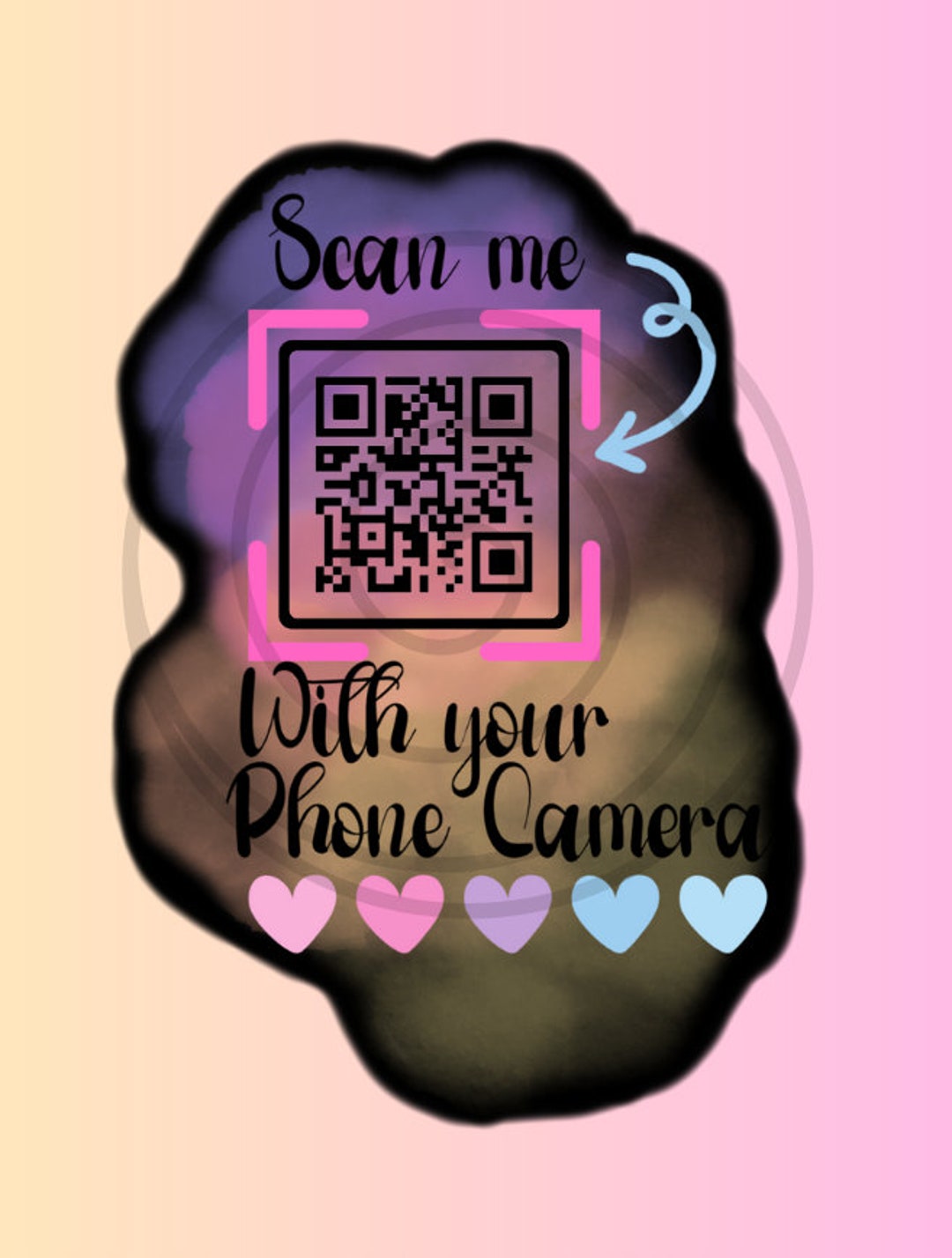 Scan Me QR Code Sticker Template Instant Download Small Etsy