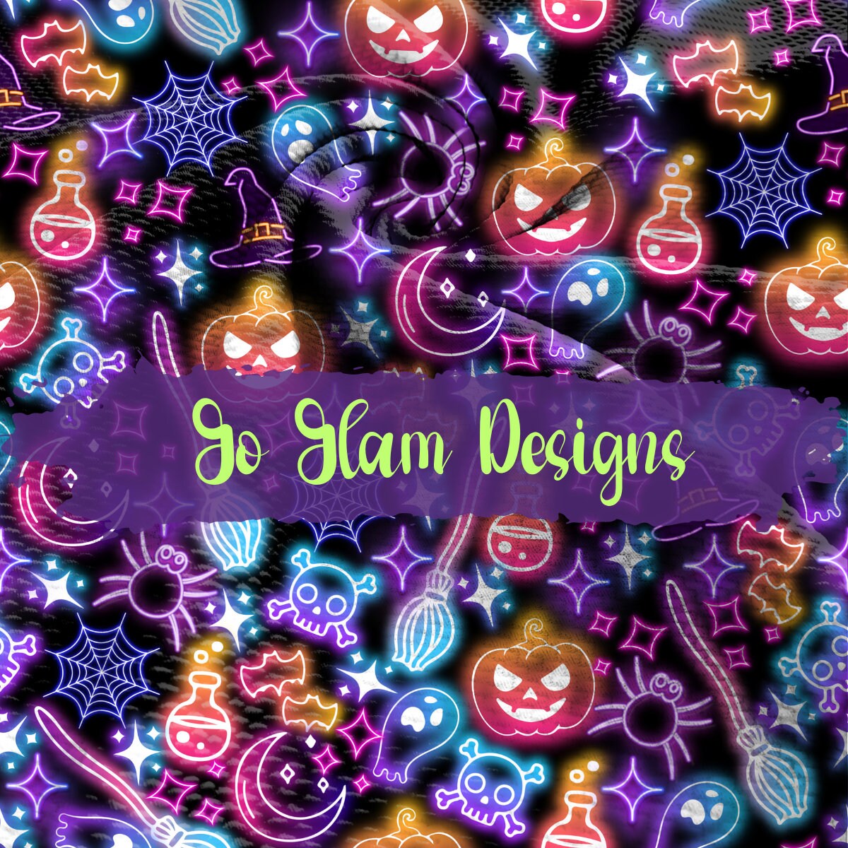 Seamless Pattern Neon Halloween Repeat Pattern, Digital Download ...