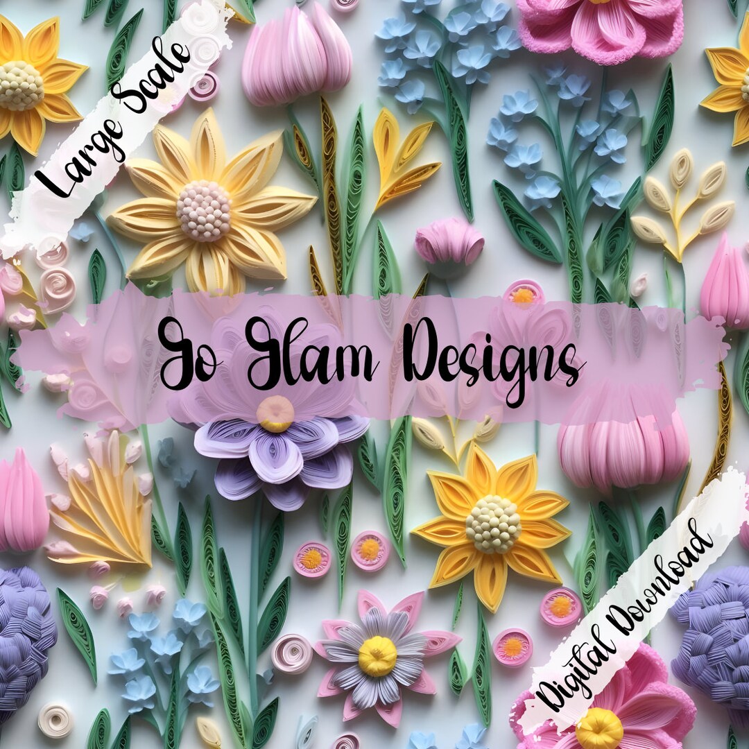 3D Spring Flowers Seamless Pattern: Commercial Use Digital Paper ...