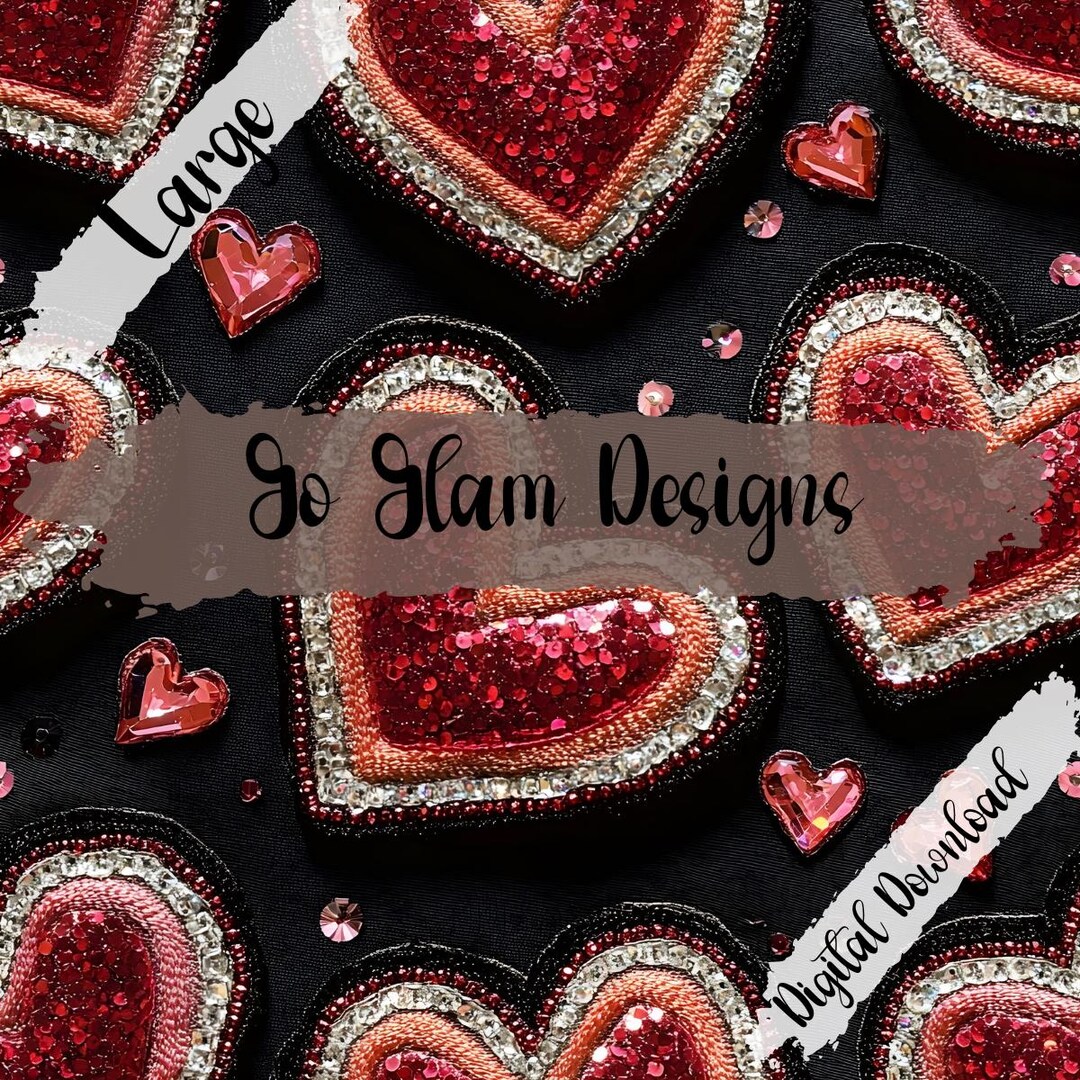 Bejeweled Valentine 2 Seamless Pattern, Repeat Pattern, Digital Paper ...