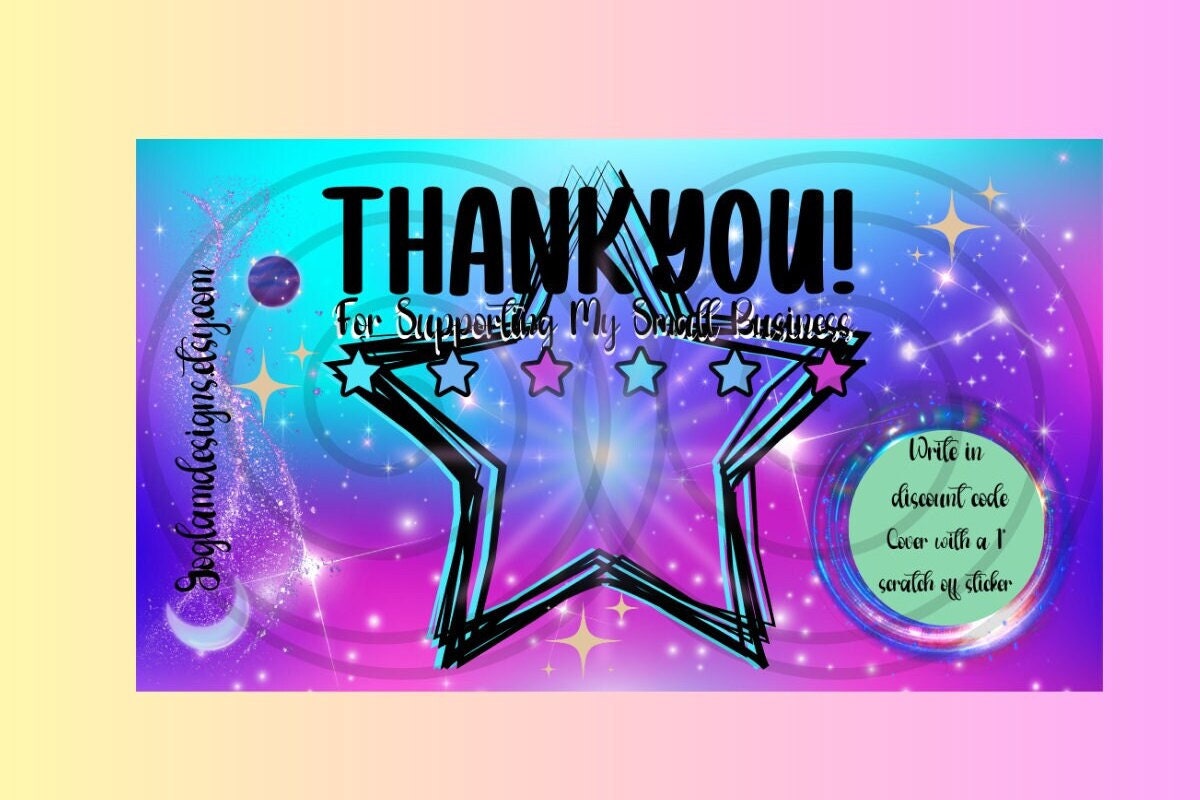 Galaxy Thank You Card Scratch off Card Design, Instant Download, Thank ...