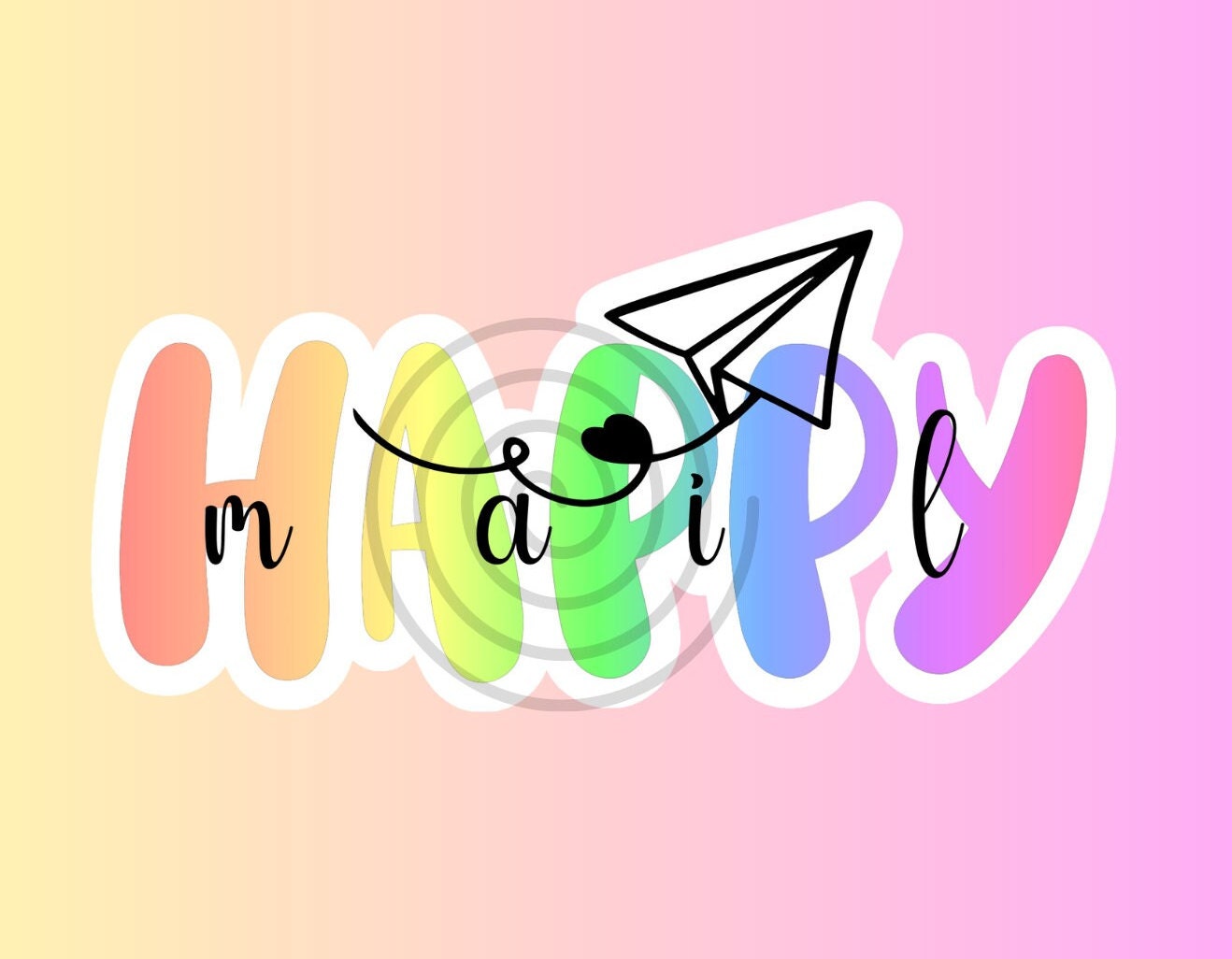 Rainbow Happy Mail Sticker Template, Small Business, Print Cut Template ...