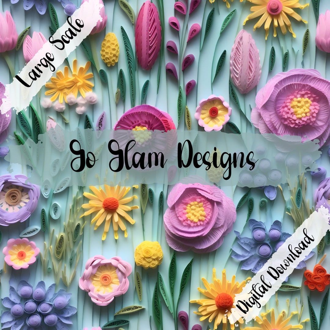 3D Spring Flowers Seamless Pattern: Commercial Use Digital Paper ...