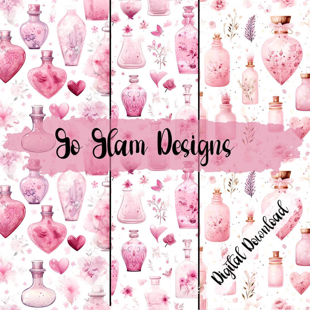 Valentines Love Potion Seamless Pattern Bundle, Repeat Pattern, Digital ...