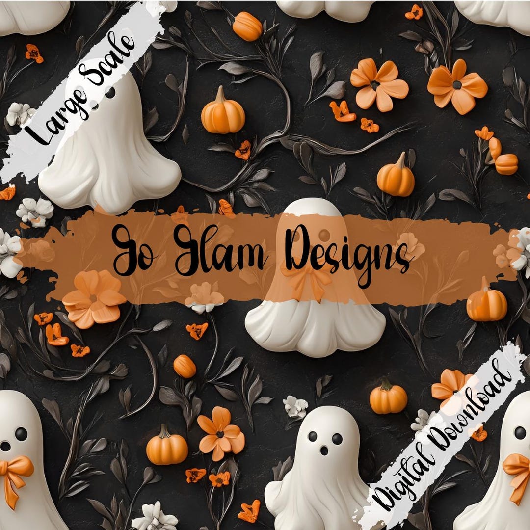 Ghosts in Bows Seamless Pattern, Repeat Pattern, Digital Download ...