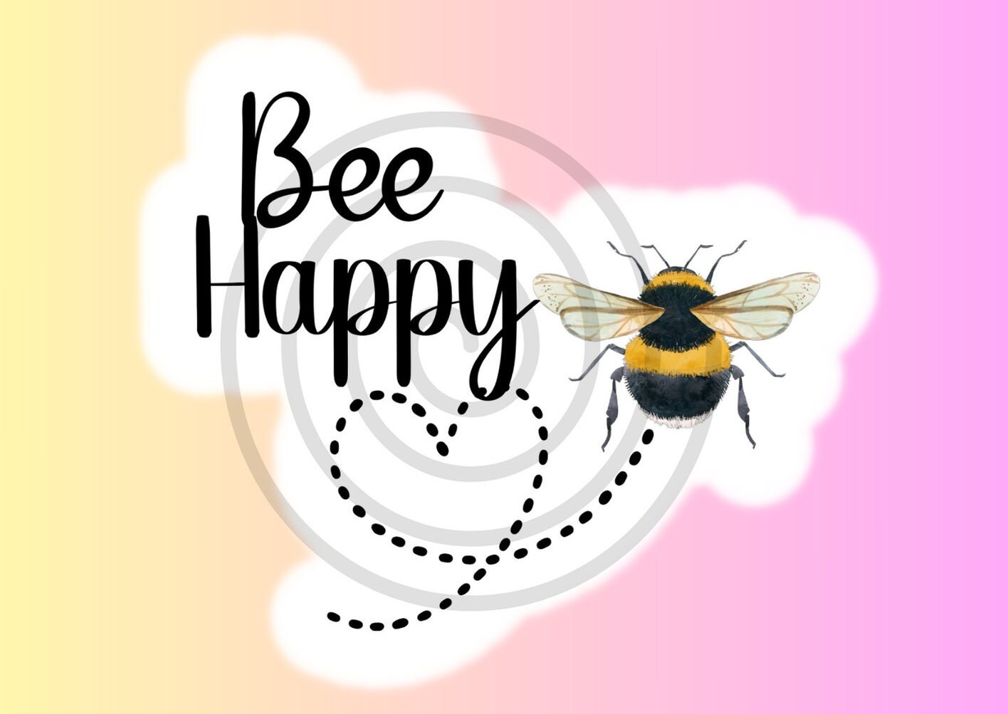 Bee Happy Sticker Download PNG Floral Small Business Thank - Etsy
