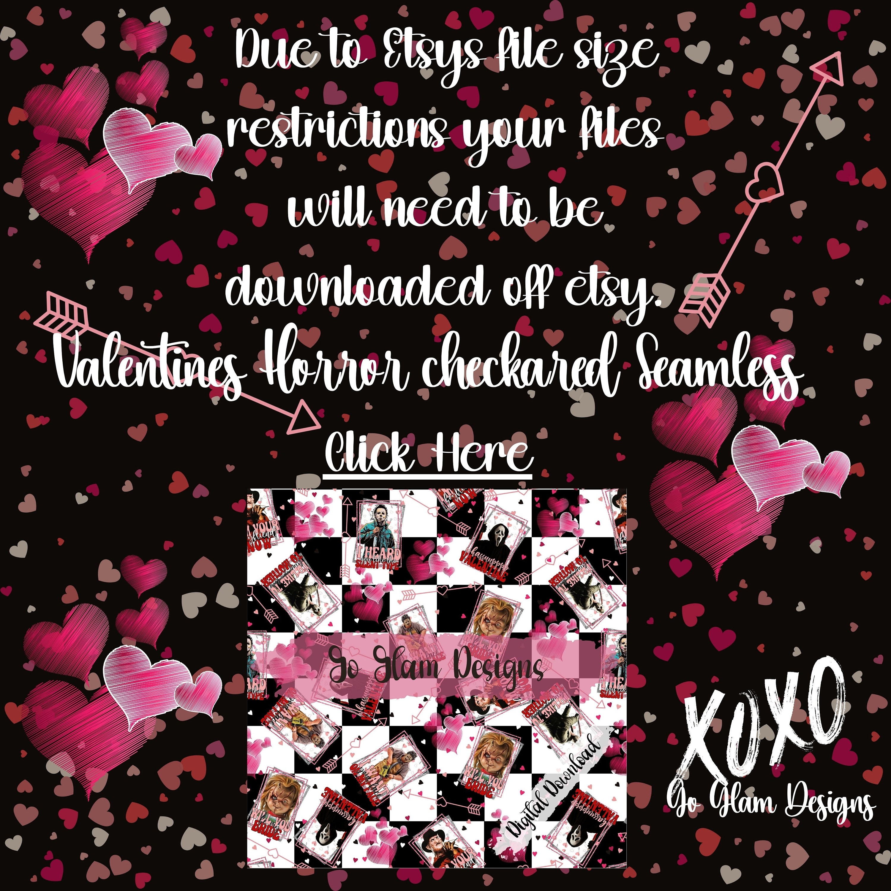 Valentine's Checkered Horror Seamless Pattern, 90s Horror, Repeat ...