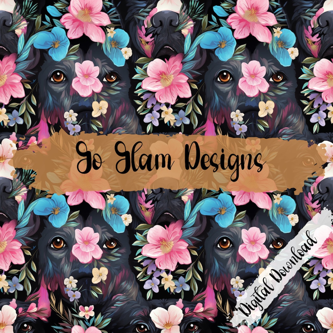 Boho Pitbull Seamless Pattern, Repeat Pattern, Digital Download ...