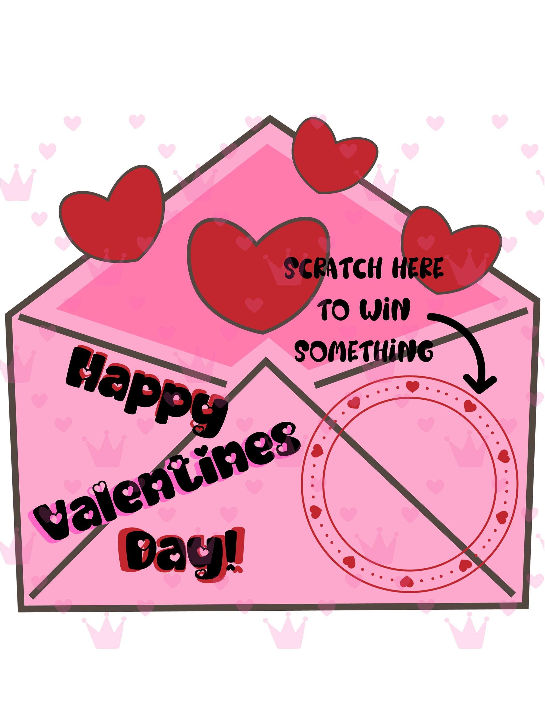 Valentine Envelope Scratch off Card Template | Printable Card | Scratch ...