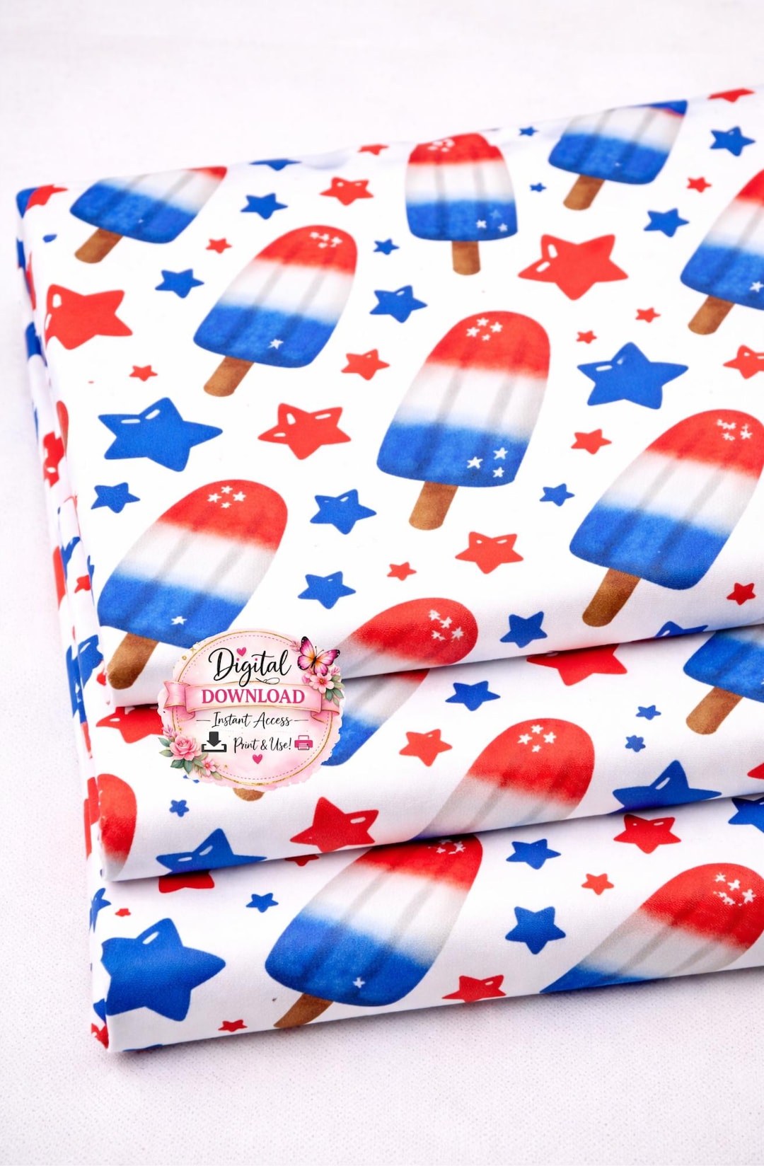 4th of July Popsicles Seamless Pattern: Patriotic Design (digital ...
