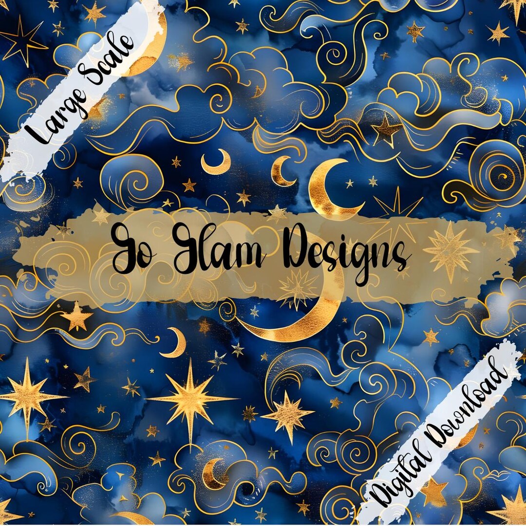 Celestial Seamless 2 Pattern, Repeat Pattern, Digital Download, Sun ...