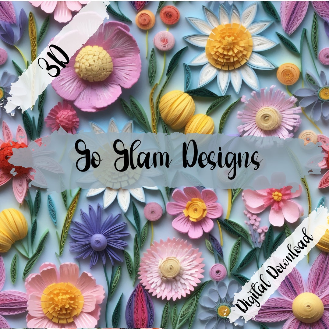 3D Spring Flowers Seamless Pattern, Repeat Pattern, Digital Download ...