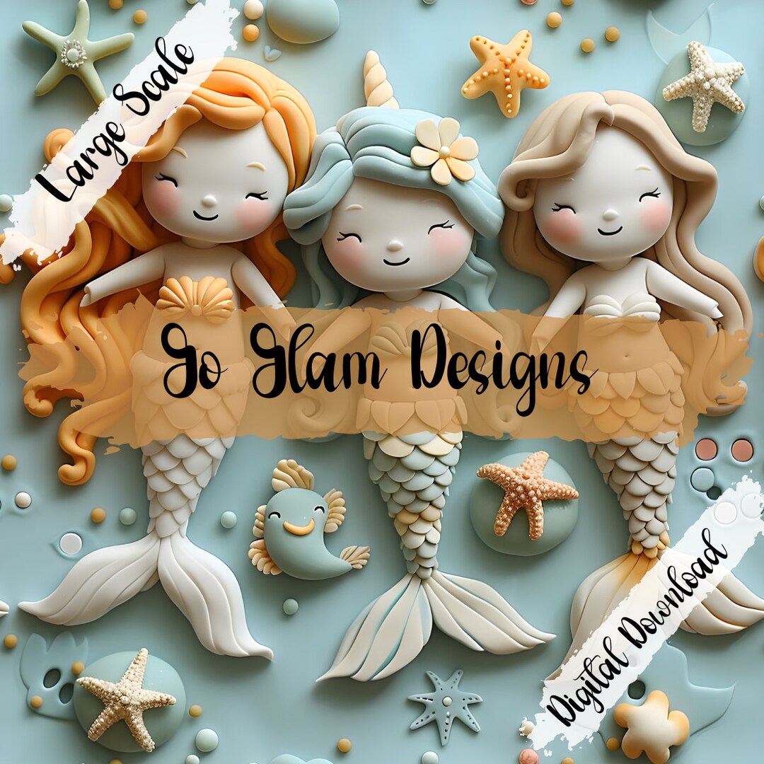 3D Mermaids Seamless Pattern: Repeat File (digital Download) - Etsy